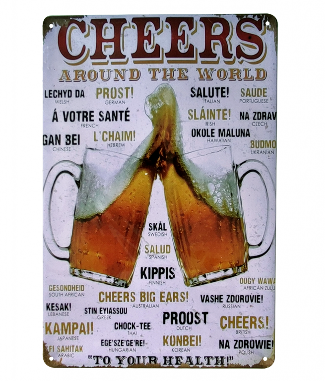 Beer Retro Tin 20x30 cm - Cheers Around The World - BeerAddicted